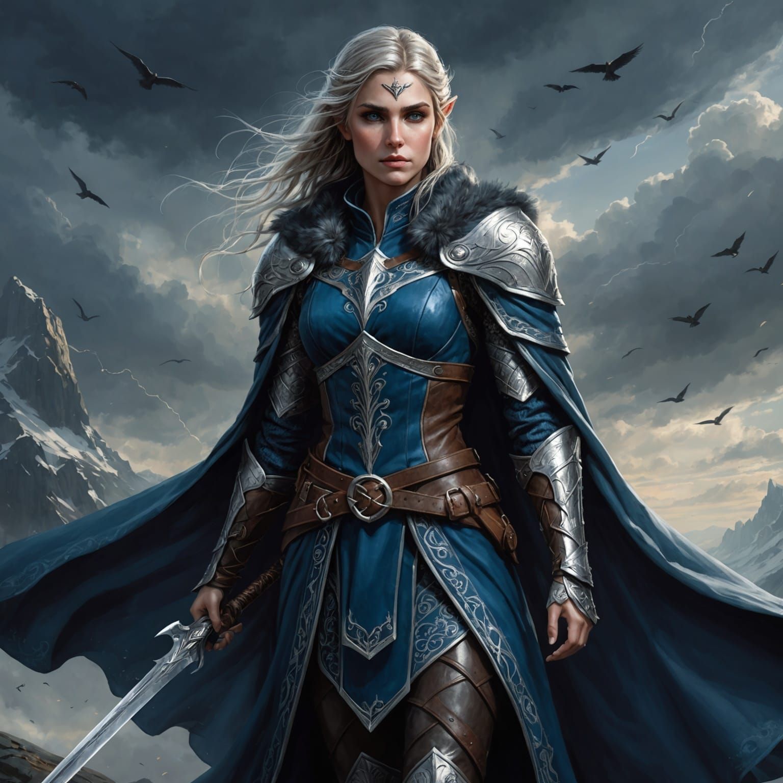 An female elf warrior in battlestance - AI Generated Artwork ...