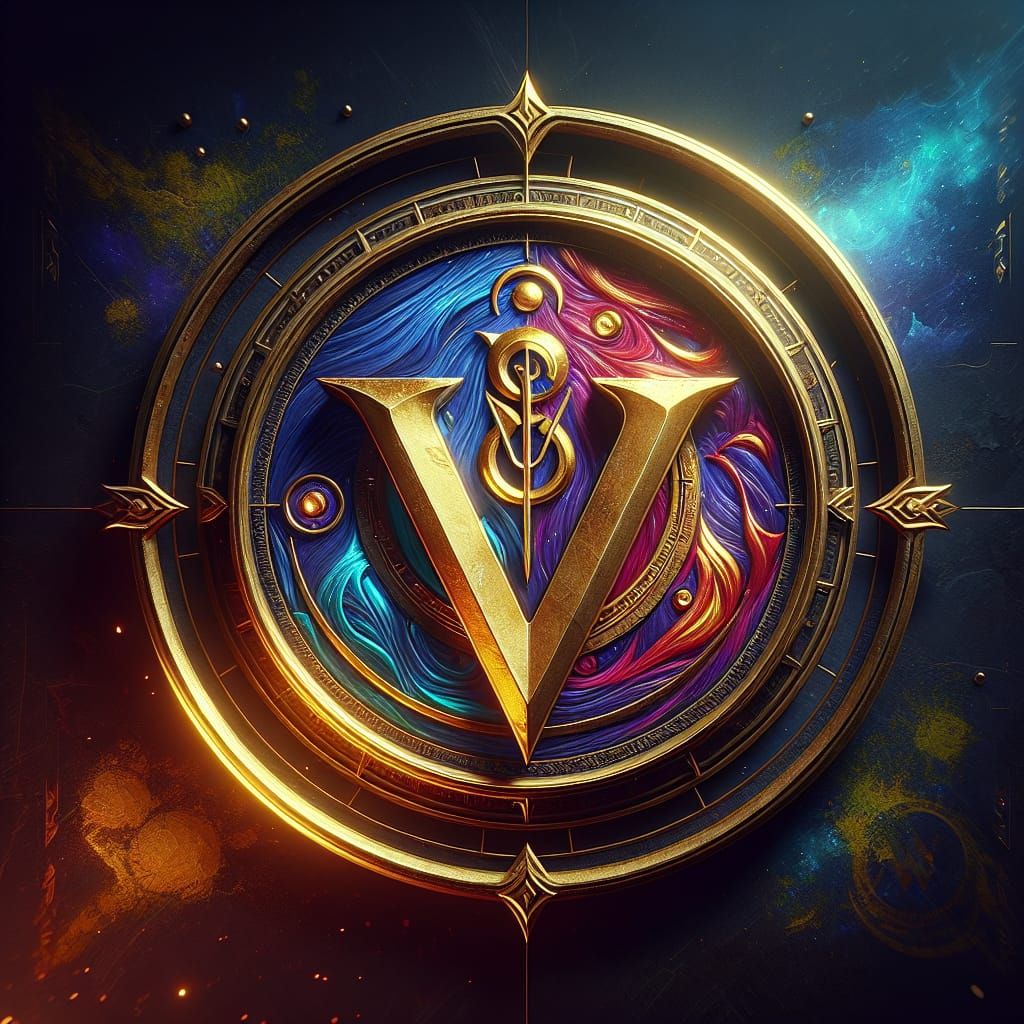 Elegant Golden 'V' Logo with Balanced Justice Symb... - AI Art