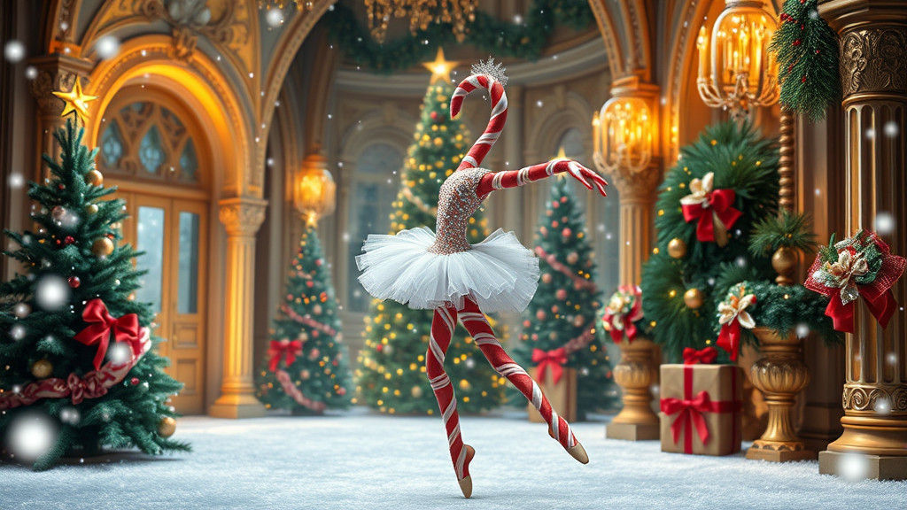 Dainty Candy Canes Dance at Christmas in Elegant B... - AI Art
