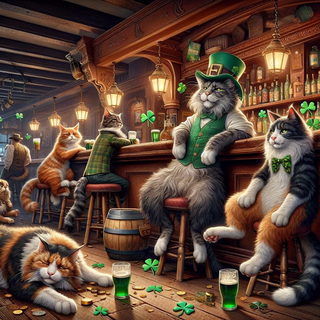 Paws and Pints: Tipsy Tavern Cats Celebrate St. Paddy’s