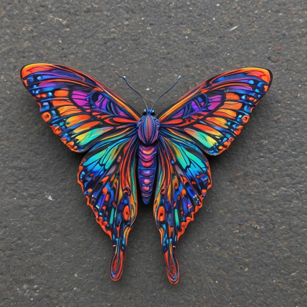 Alien Butterfly and Moth hybrid. Rainbow Neon colors - AI Generated ...