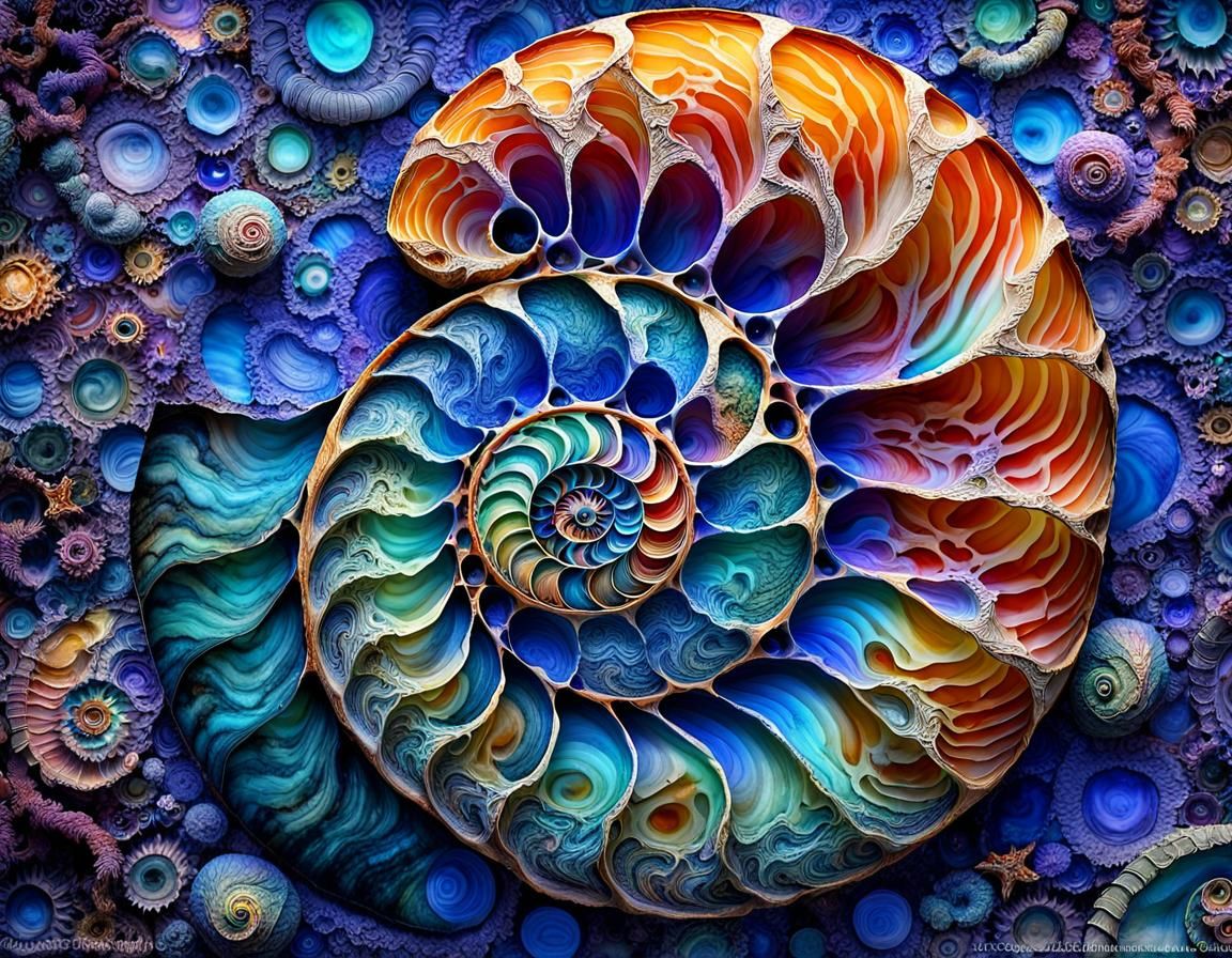 Abstract nautilus fossil 25feb24 - AI Generated Artwork - NightCafe Creator