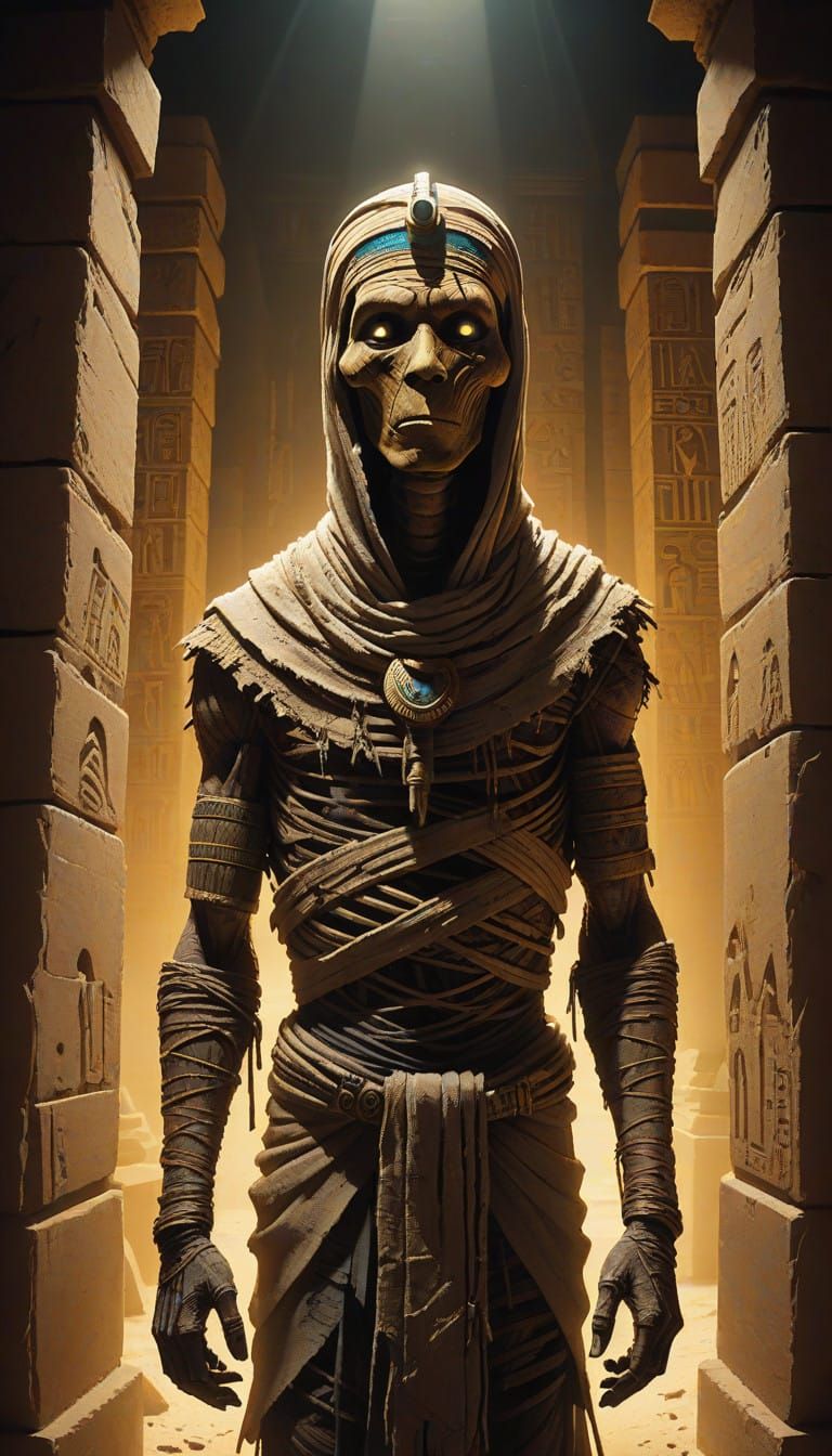 Ancient Pyramid Terror in EC Horror Comic Style - AI Art