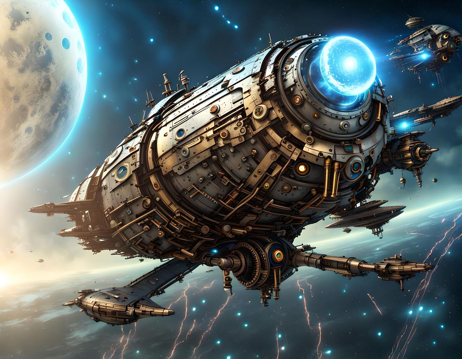 Steampunk starship - AI Generated Artwork - NightCafe Creator