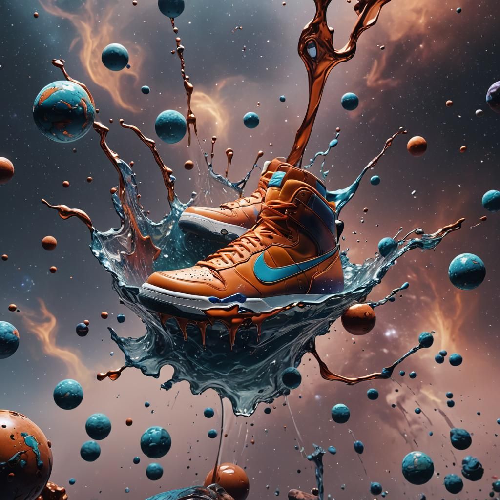 Nike melting in water in space - AI Generated Artwork - NightCafe Creator