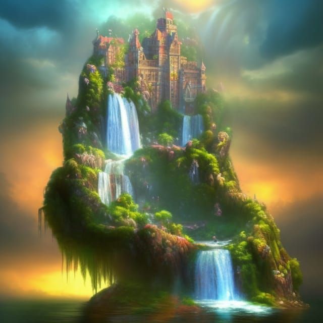 Cascading waterfalls - AI Generated Artwork - NightCafe Creator