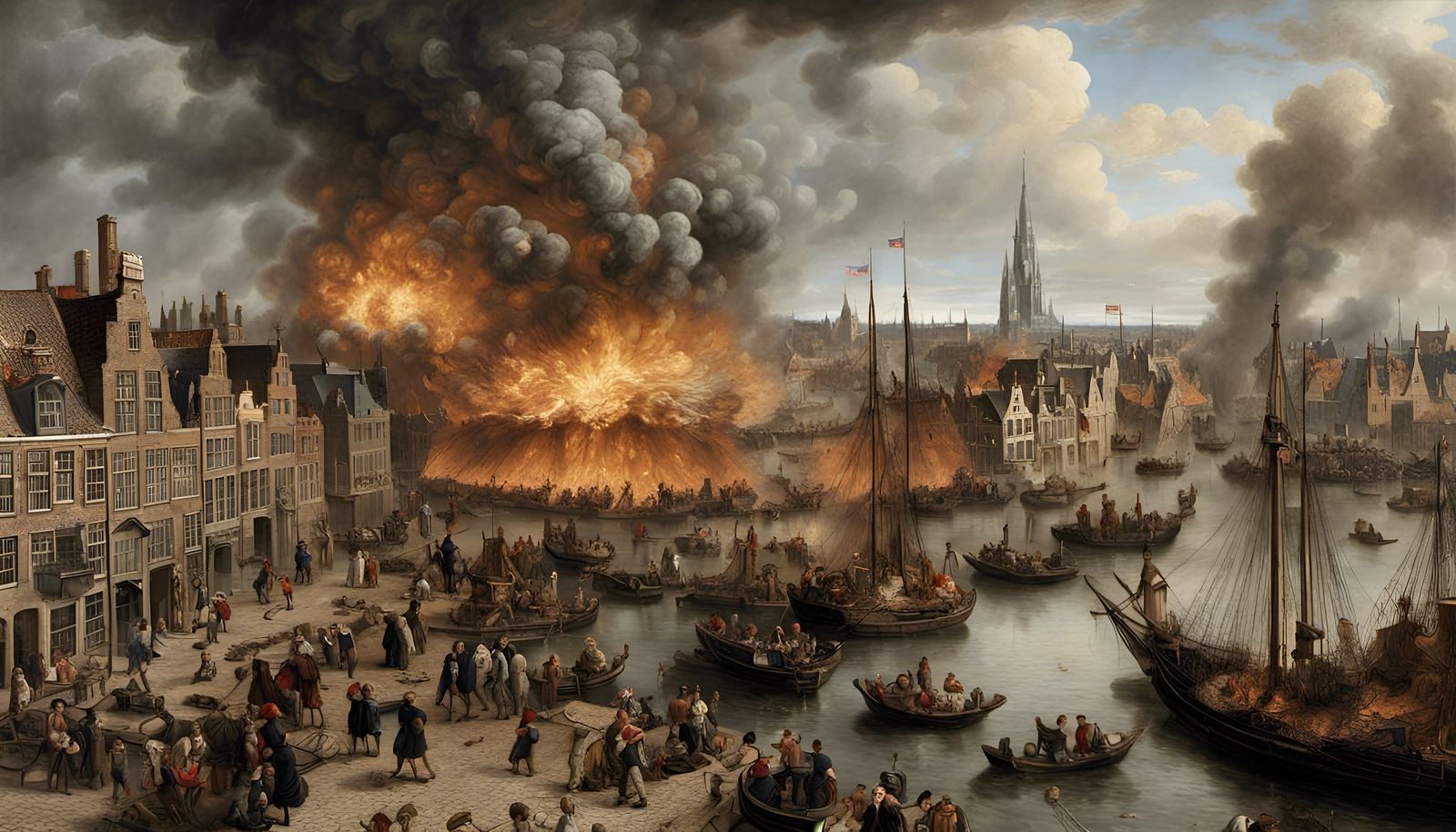 The city of Delft in 1654. A massive explosion rocks the centre of the city, igniting a huge ...