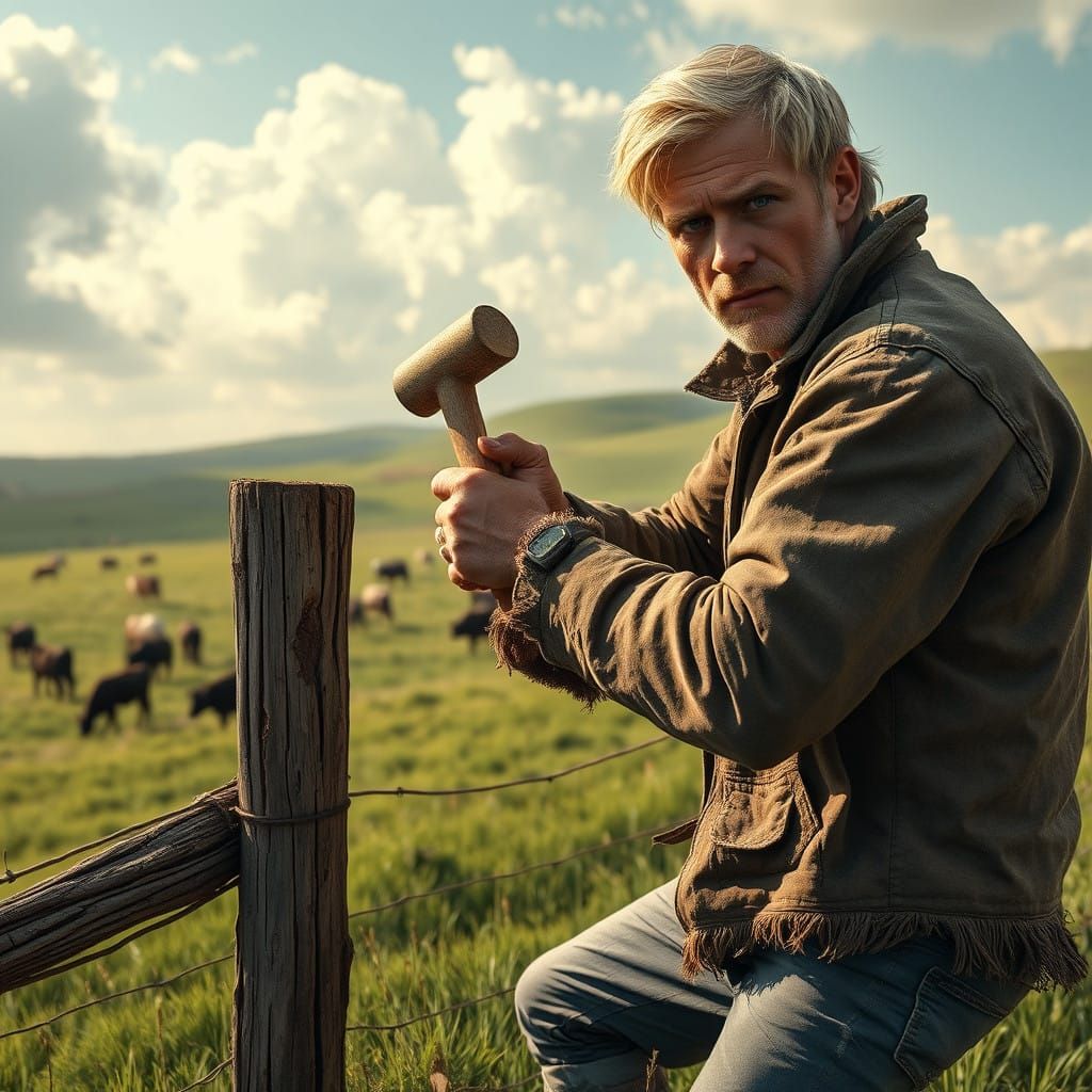 Rugged Farmhand in Earth-Toned Regalia Constructs ... - AI Art