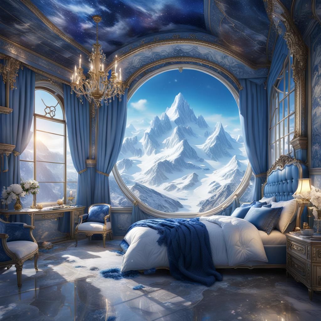 Ice Queen Bedroom 2 - AI Generated Artwork - NightCafe Creator