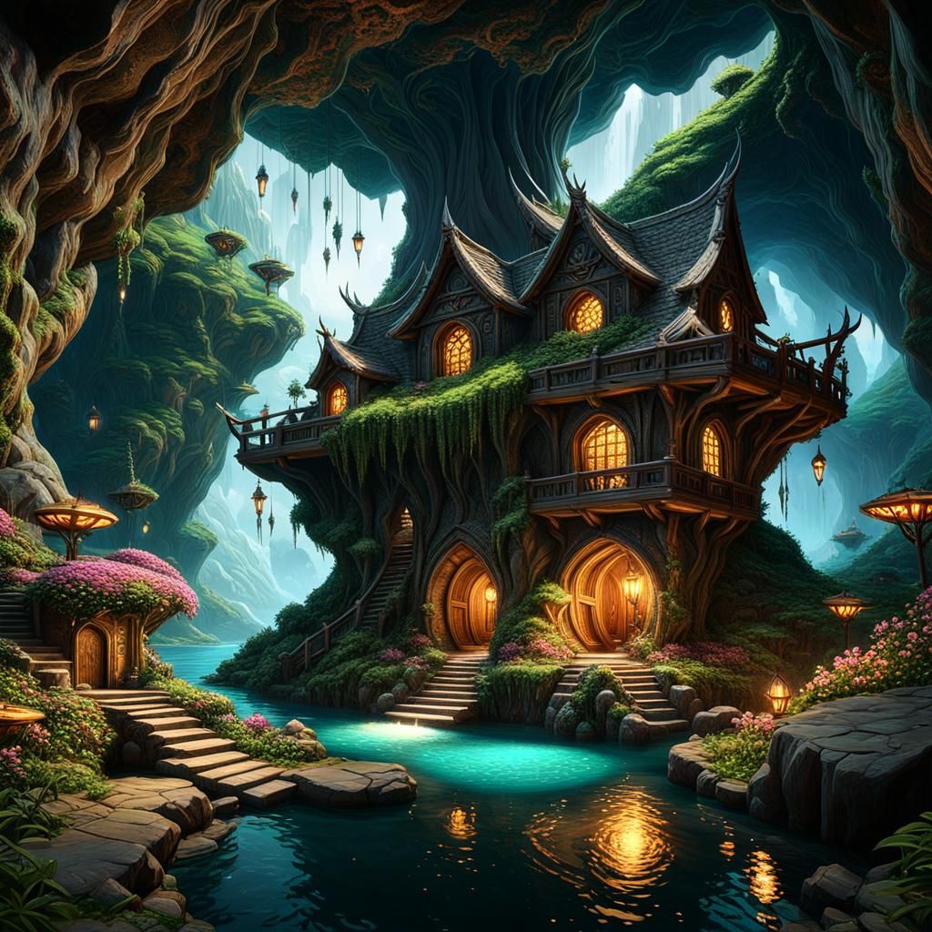 Underground Fantasycore Houses - AI Generated Artwork - NightCafe Creator