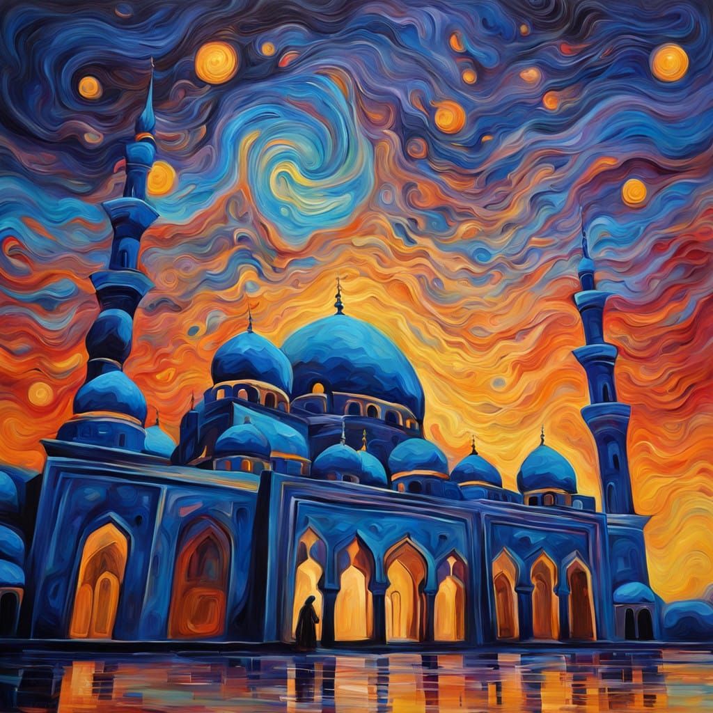 Impasto Cascade Hallucination Surreal mosque with ... - AI Art