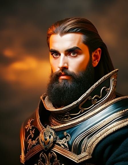 Impasto; dark fantasy; stunning portrait of a medieval lord with ...