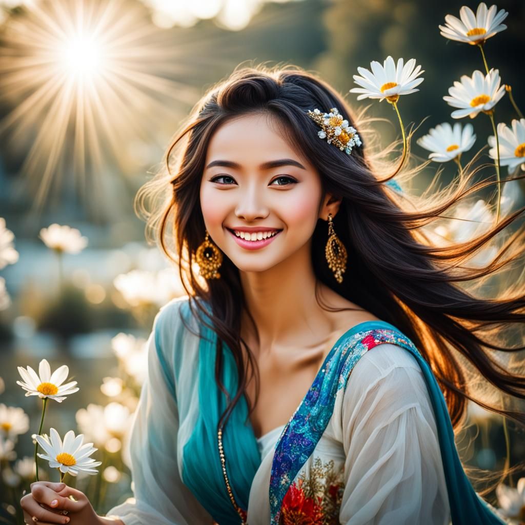 most beautiful girl radiating love peace and joy - AI Generated Artwork ...