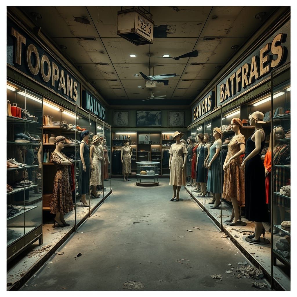 An abondoned department store from the 1930s. The women's fashion ...