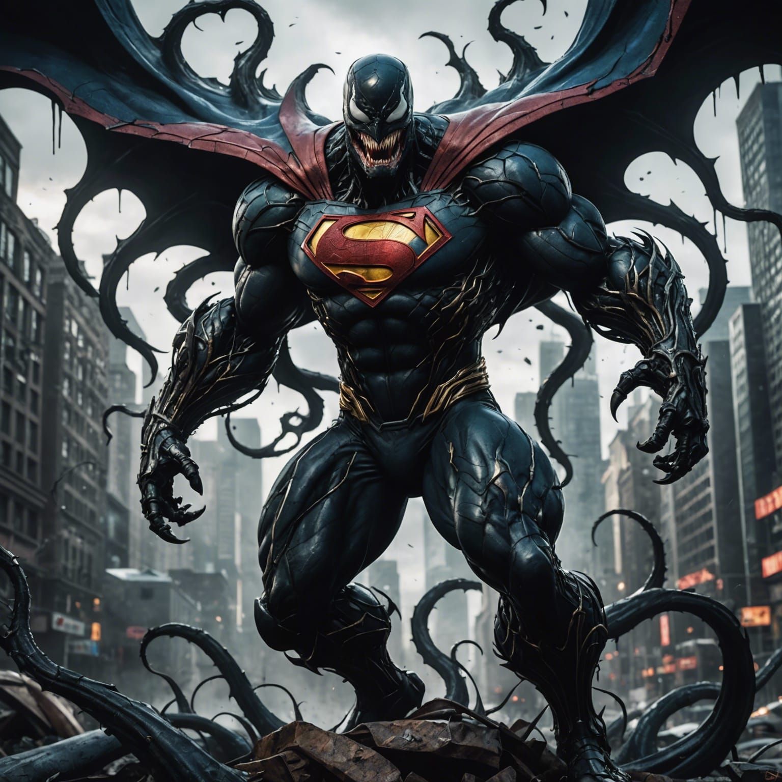 Venomized Superman - AI Generated Artwork - NightCafe Creator