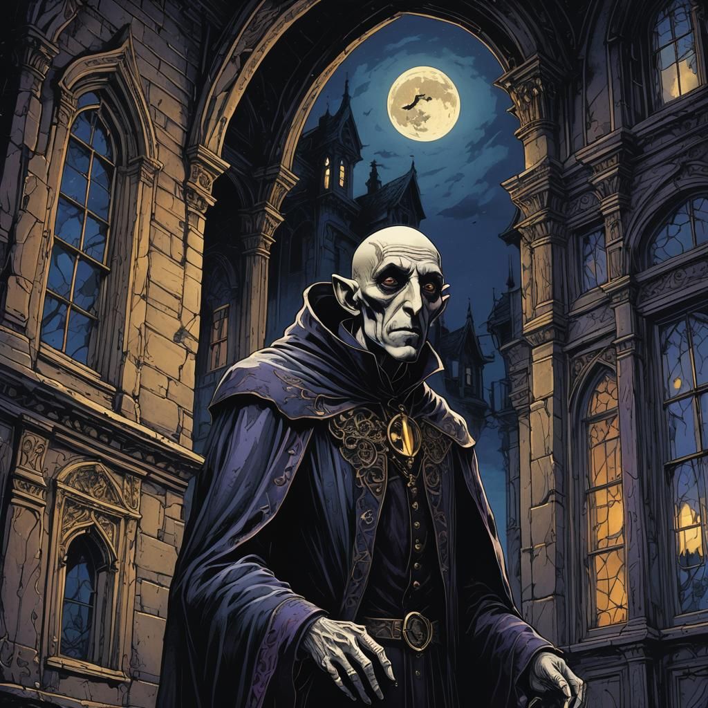 Graf Orlok - Gothic Vampire Lord in Dimly Lit Abandoned Mans...