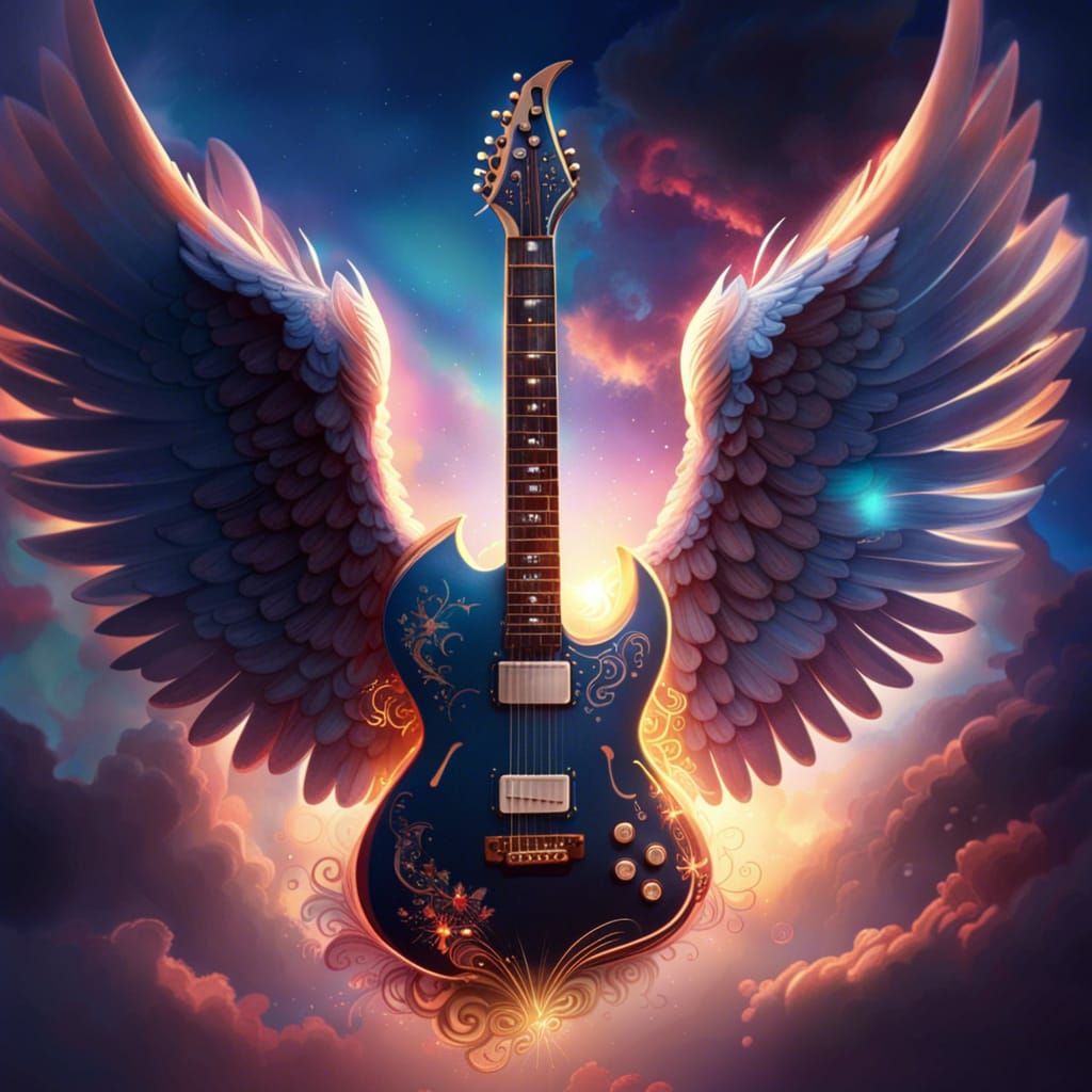 Flying Guitar - AI Generated Artwork - NightCafe Creator