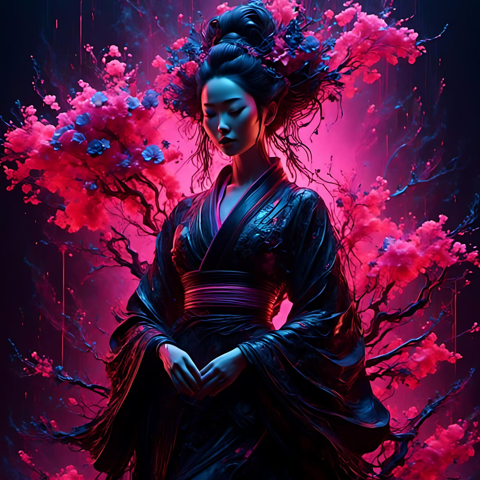 Neon Geisha - AI Generated Artwork - NightCafe Creator
