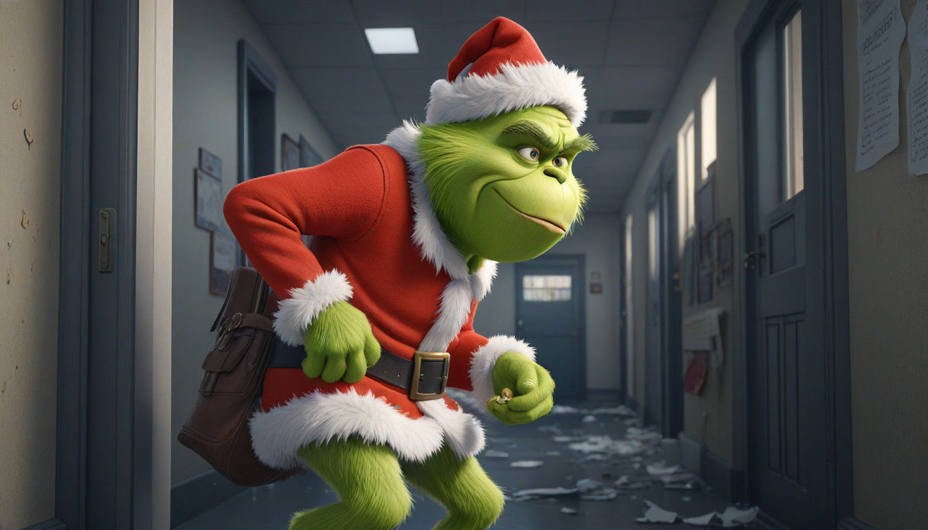Grinch in Santa Suit Robs Department of Education ... - AI Art