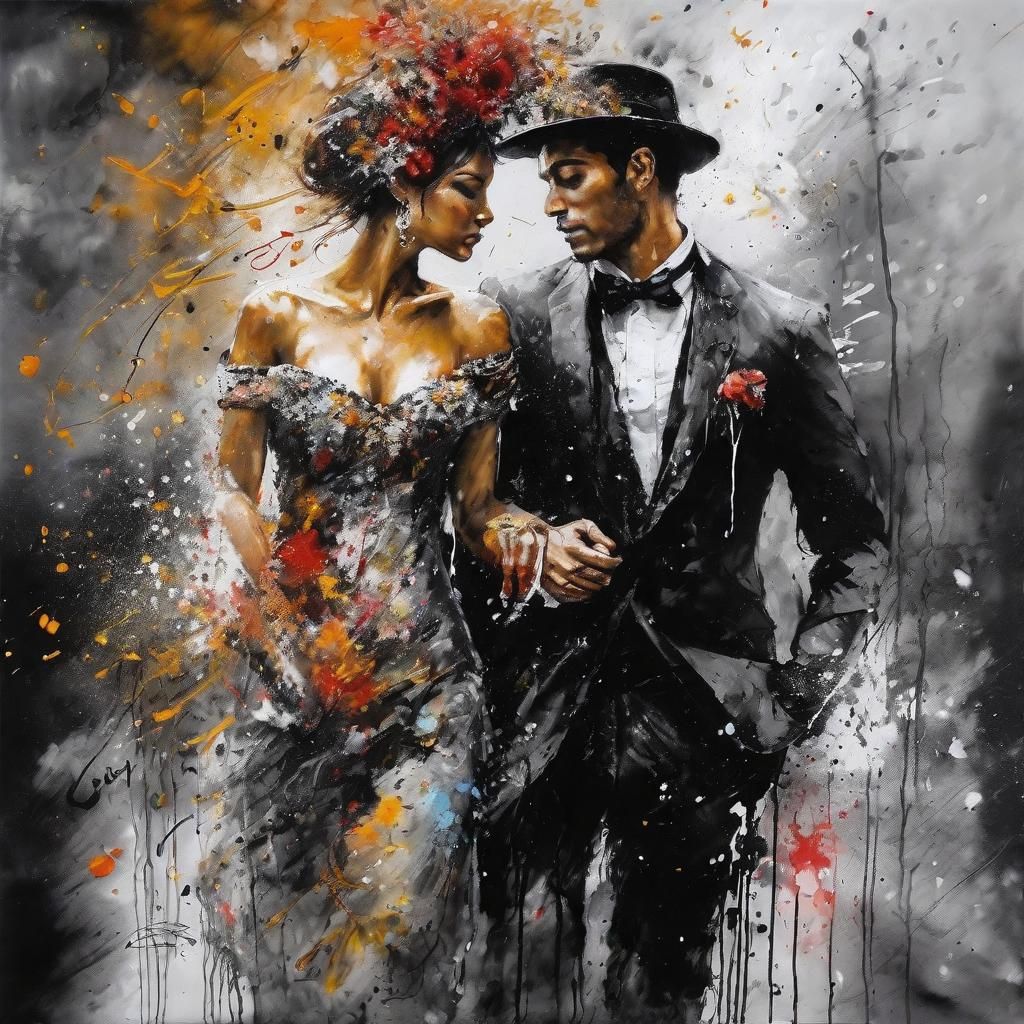 18x24 ink splatter portrait, tactile running ink splatters, soft ...