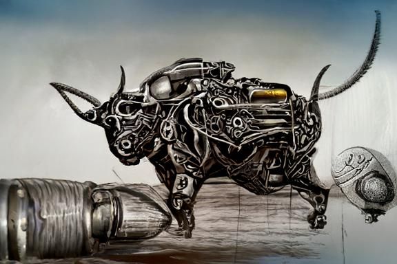 Mechanical cyborg bull pencil sketch hyperdetailed - AI Generated ...