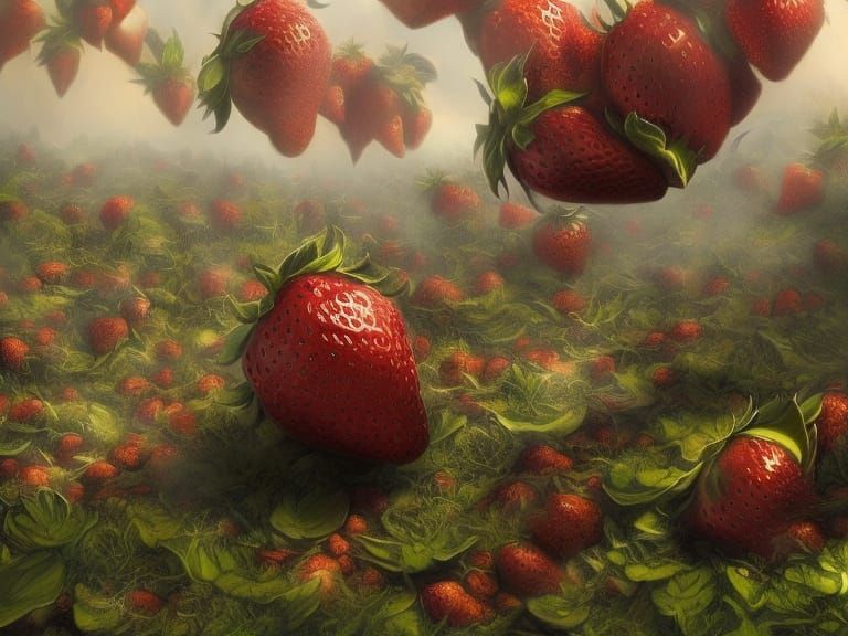 Falling Strawberries - AI Generated Artwork - NightCafe Creator