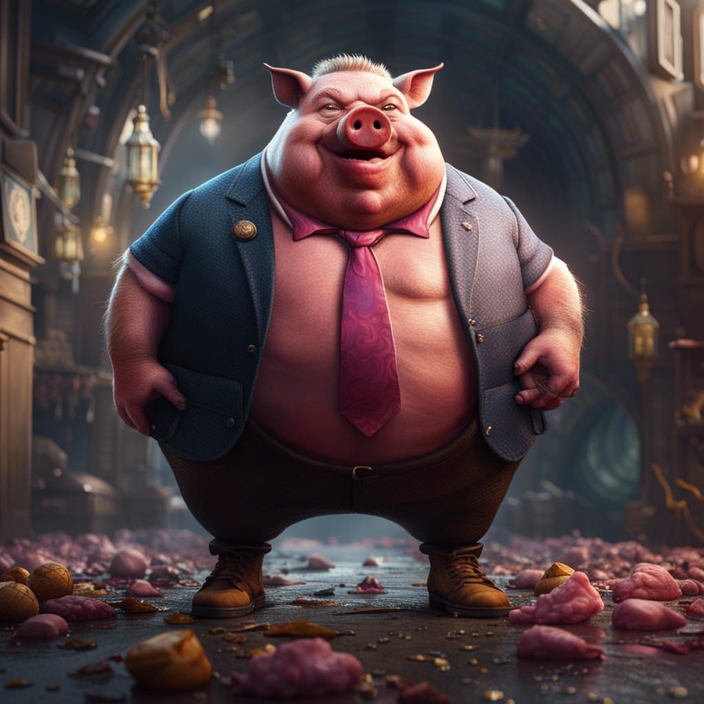 Fat business man pig - AI Generated Artwork - NightCafe Creator