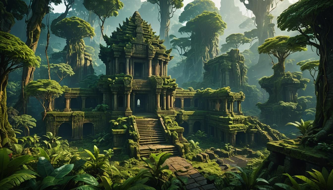 Rainforest Temple - AI Generated Artwork - NightCafe Creator