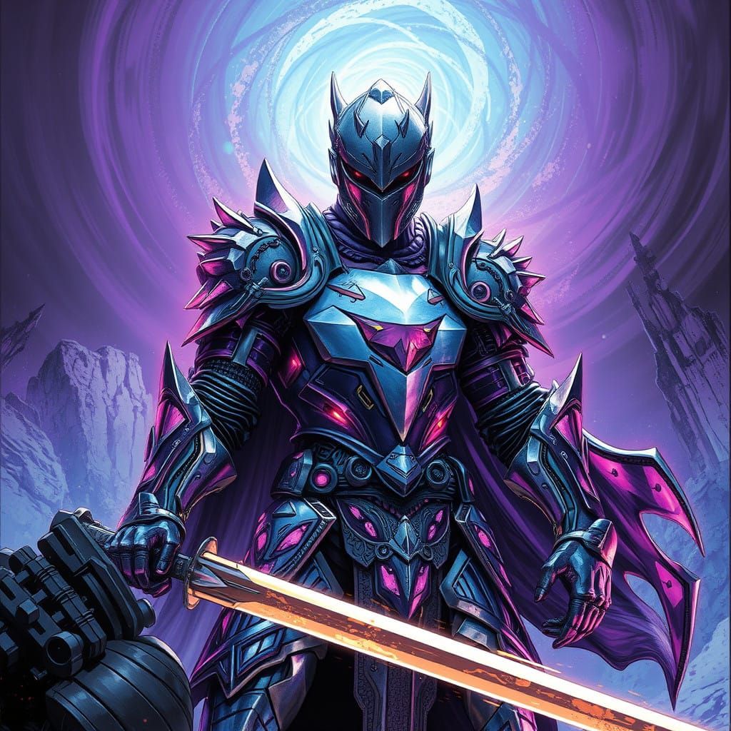 Ethereal Knight in Mystic Armor - AI Art