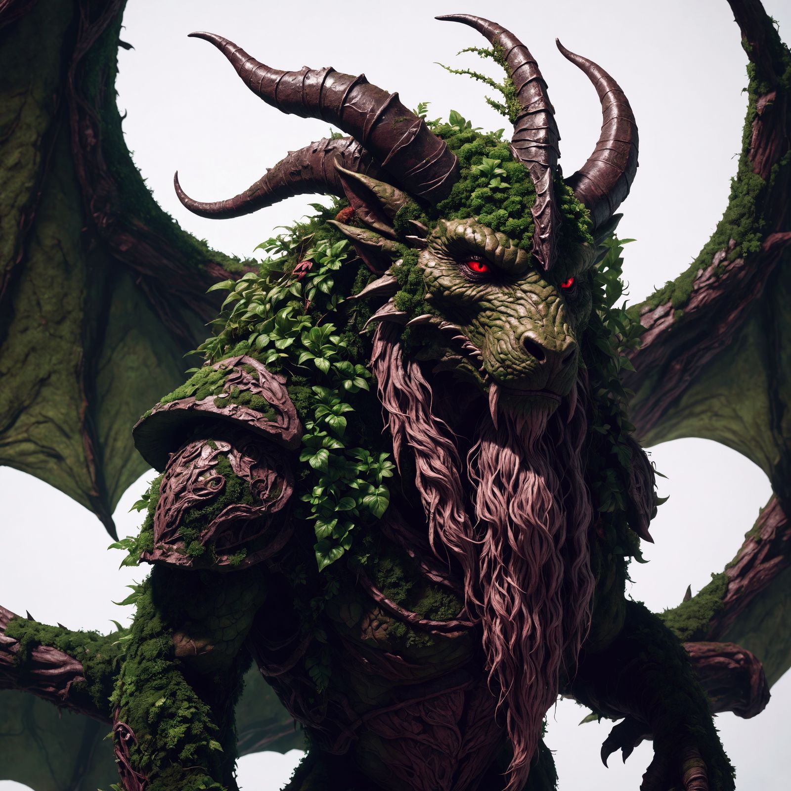 Moss covered , blighted, dragonborn , druid , covered in plants , long ...