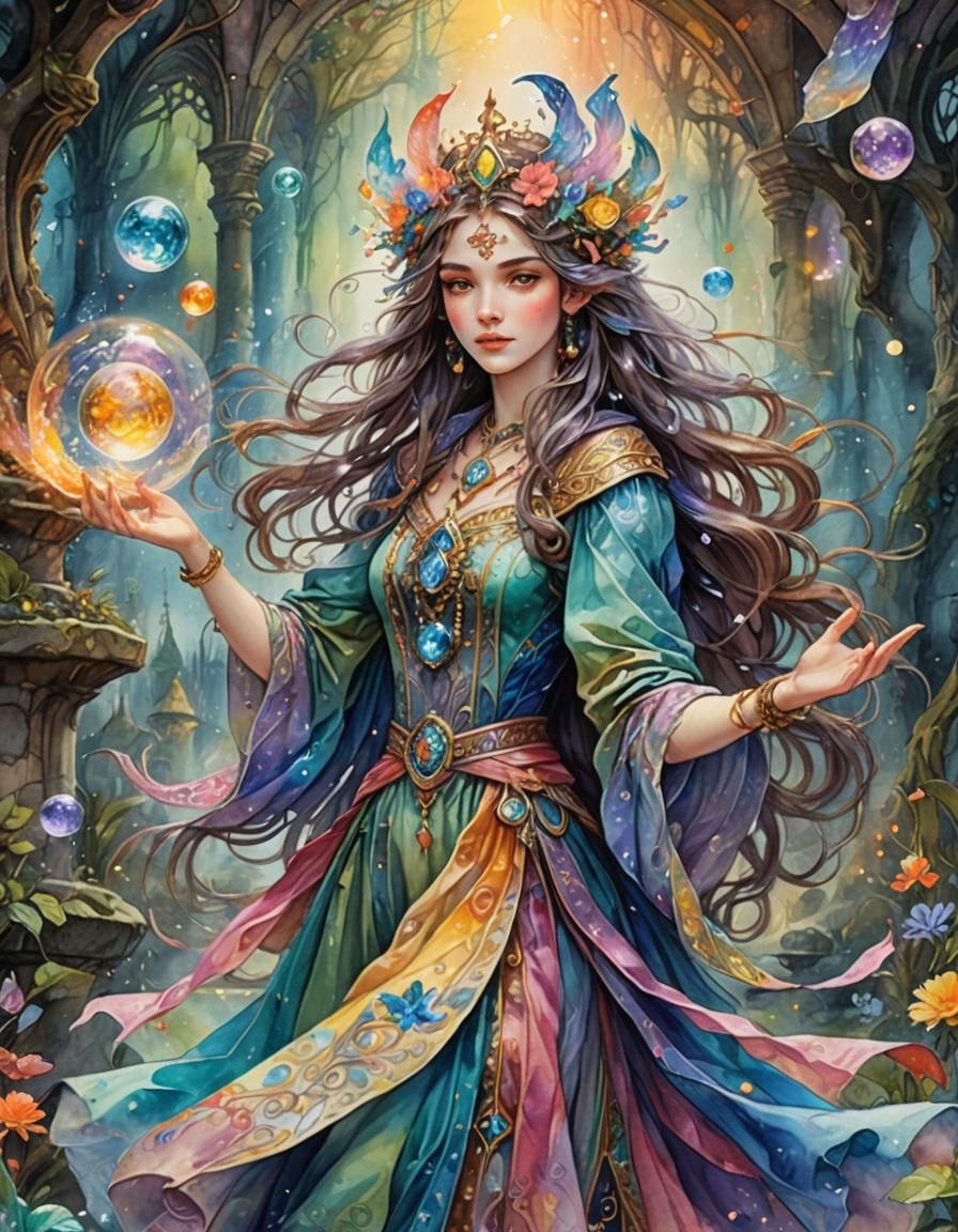 Sorceress, A Whimsical Wonderland Fantasycore Stylized splashy ...