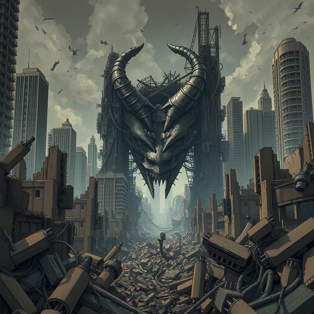 Abandoned Cityscape Reveals Hidden Demon in Anime ... - AI Art