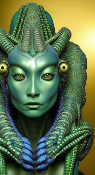 Blue Green Alien - AI Generated Artwork - NightCafe Creator
