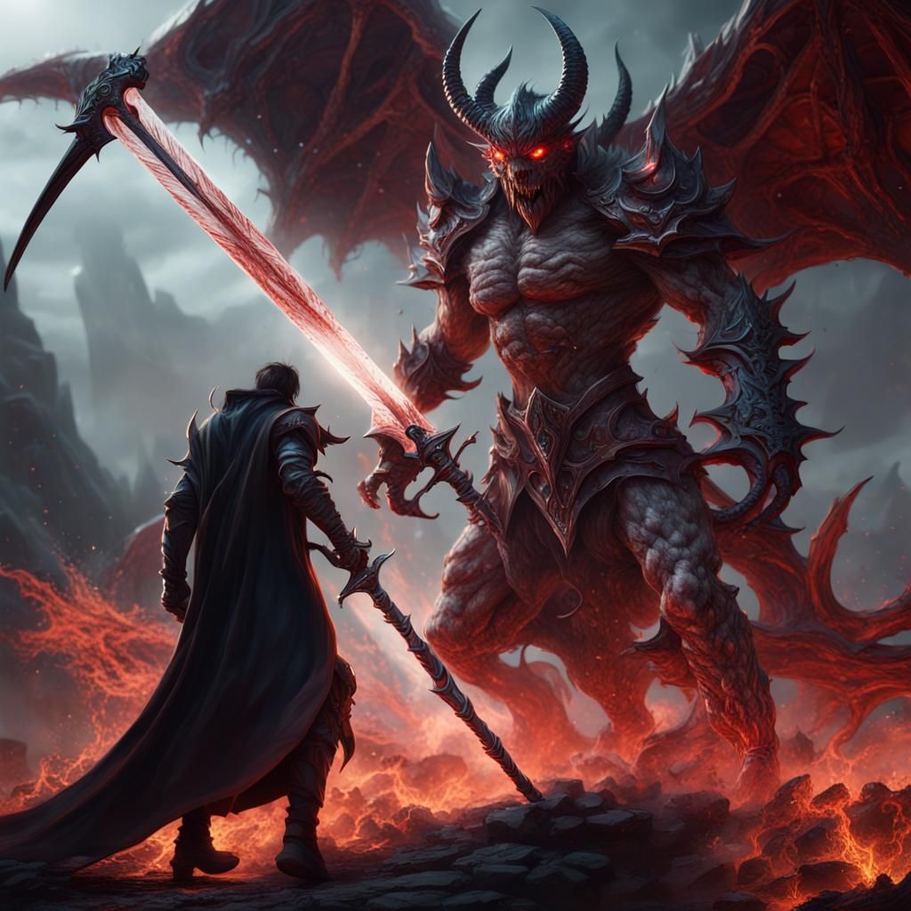 demon with mega sword - AI Generated Artwork - NightCafe Creator
