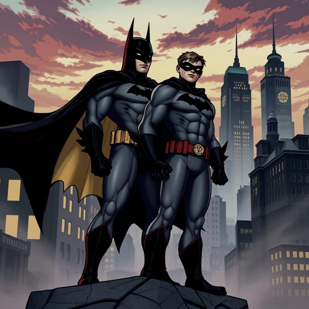 batman and his sidekick - Batman and Robin in Comic Book Art