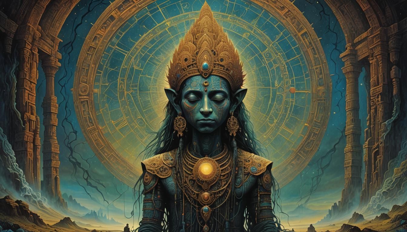 Psychedelic Indian Masterpiece in Cosmic Style - AI Art