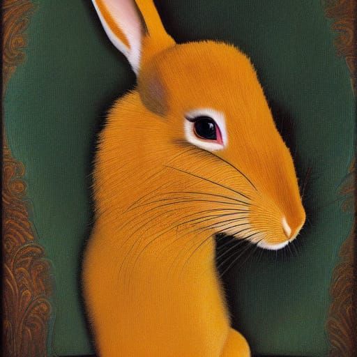 Surrealist Rabbit Contemplates Elegant Button - AI Art