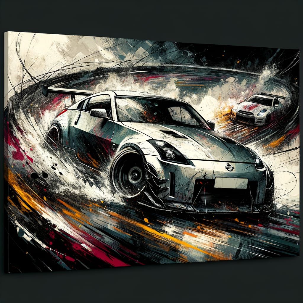 Initial D Nissan 350Z Drifting around the corner. Full Color Speedpaint ...