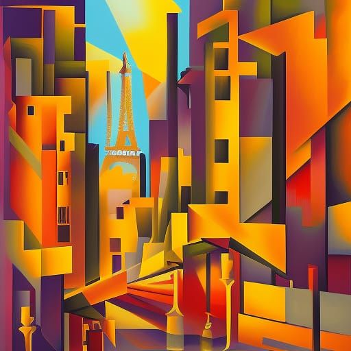 Romantic Paris cubism style - AI Generated Artwork - NightCafe Creator