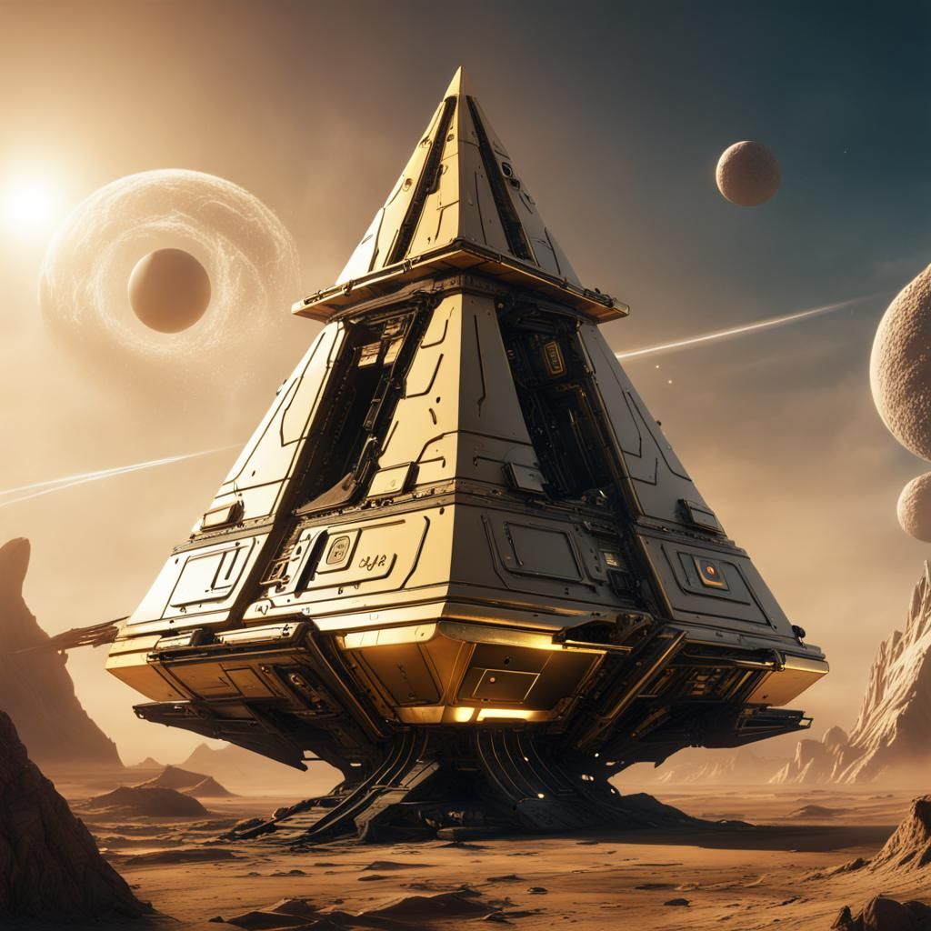 pyramid spaceship - AI Generated Artwork - NightCafe Creator