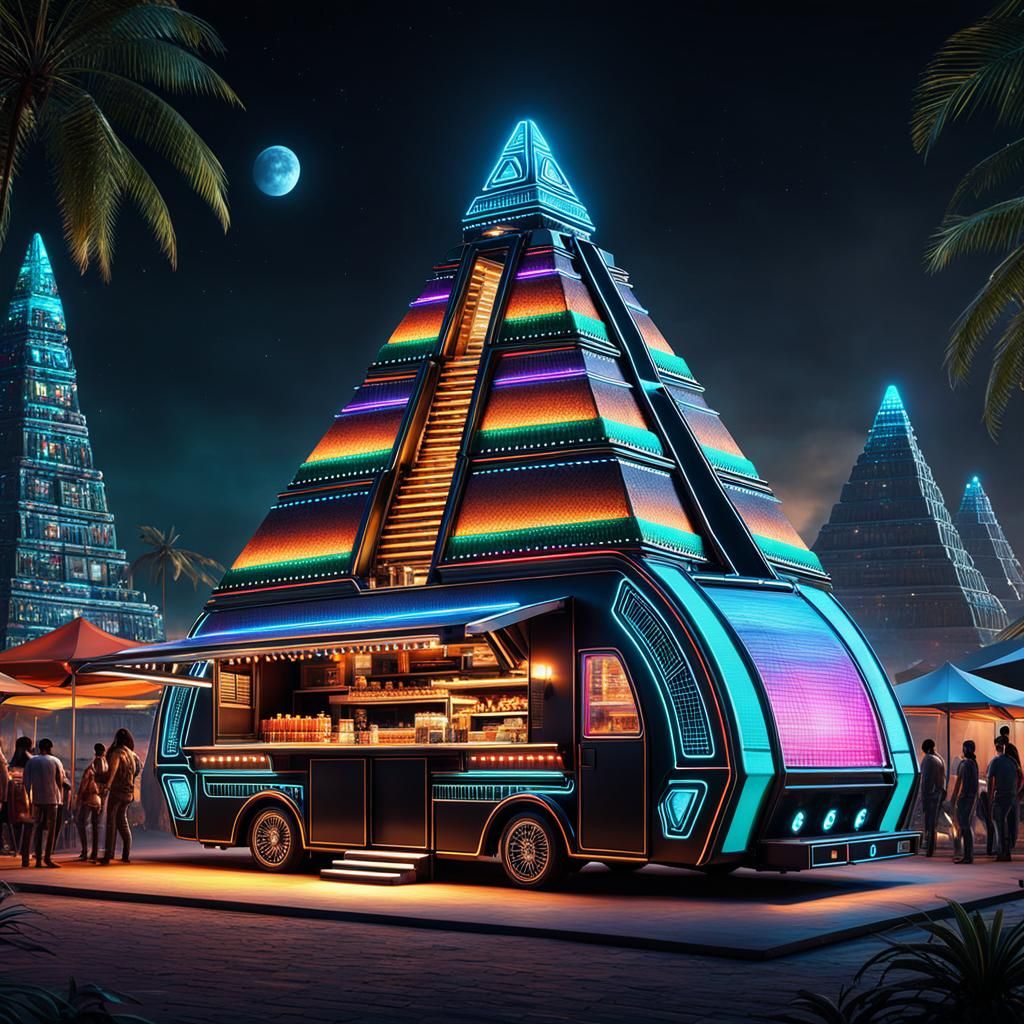 pyramid taco food truck - AI Generated Artwork - NightCafe Creator