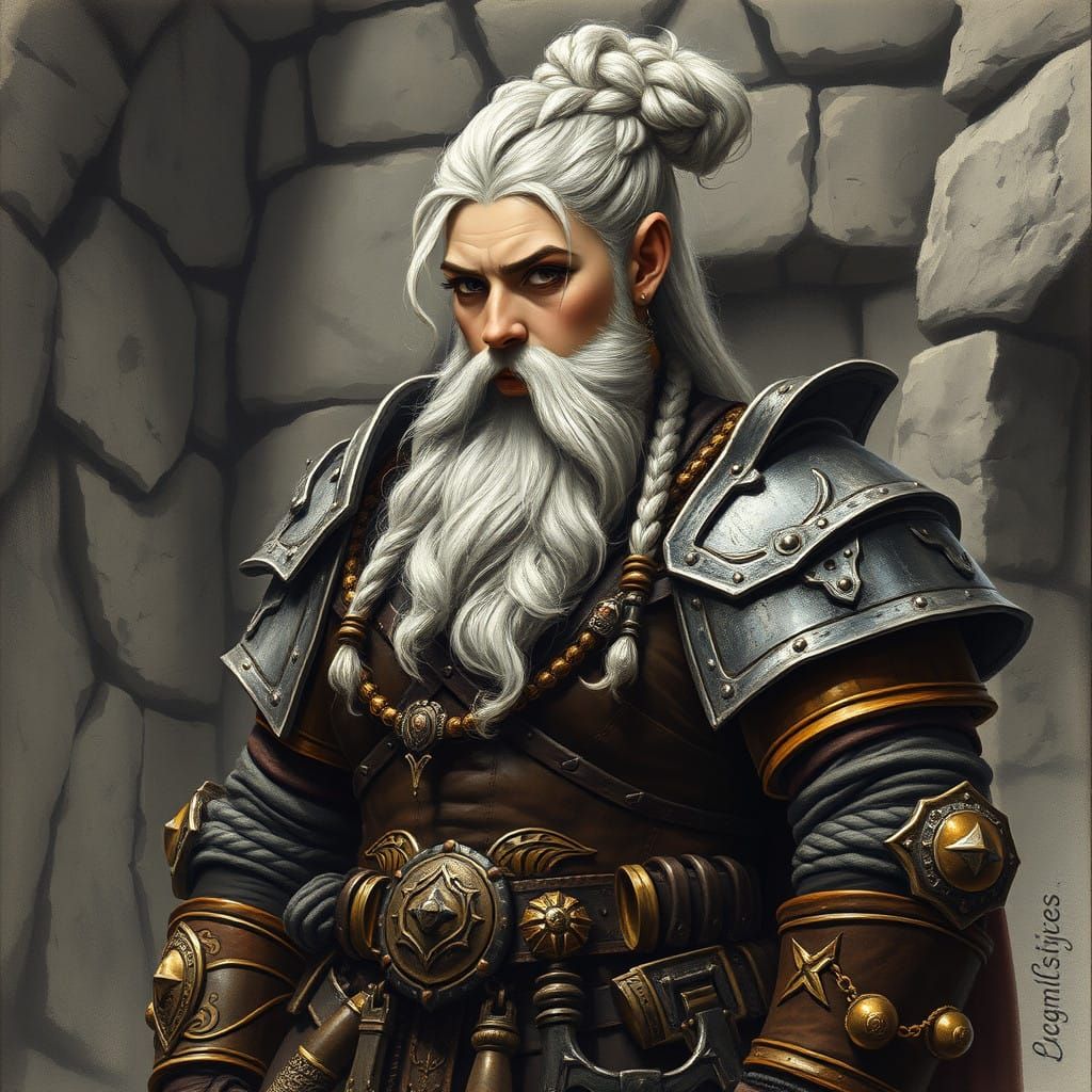 Bearded Female Dwarf General, D&D NPC