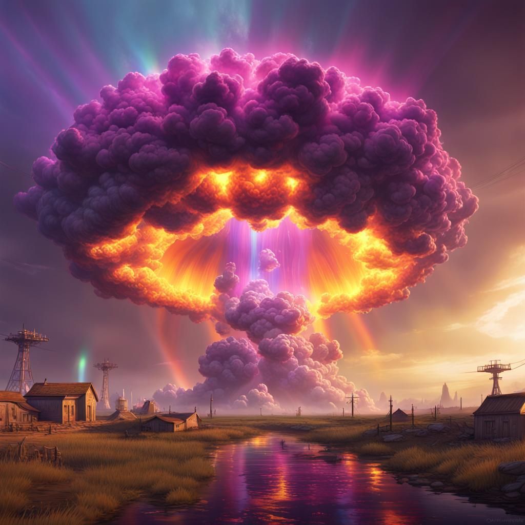 a nuclear explosion rainbow - AI Generated Artwork - NightCafe Creator