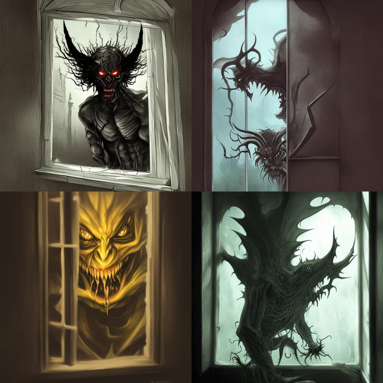 Demon stuck in a window - AI Generated Artwork - NightCafe Creator