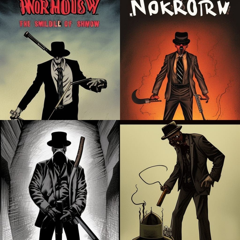 a man standing in the shadows with his fedora pulled low over his eyes ...