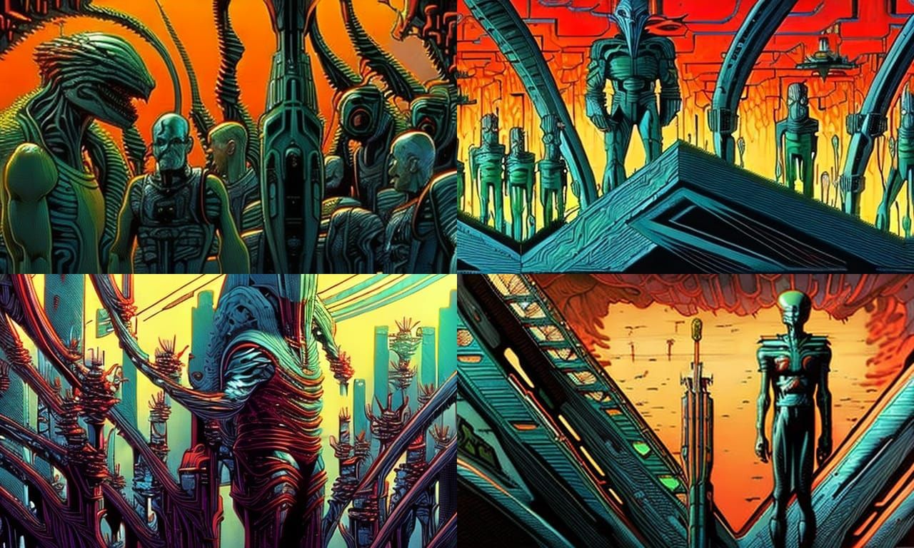 alien nation painting by Moebius, Dan Mumford and Roger Dean - AI ...