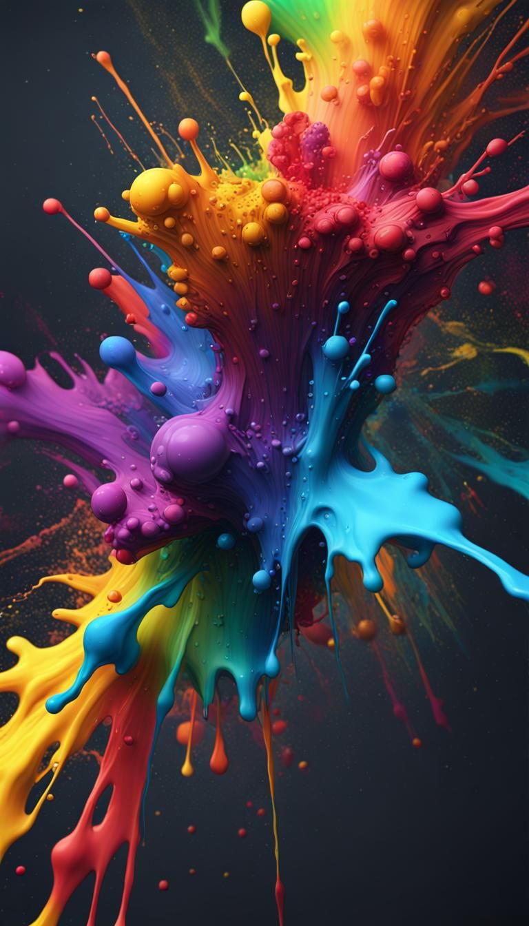 Rainbow ink splatter wallpaper - AI Generated Artwork - NightCafe Creator