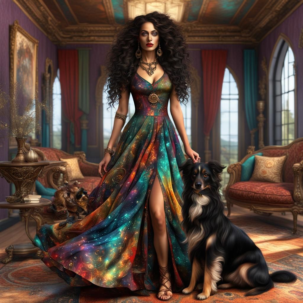 Gypsy beautiful woman with her dog - AI Generated Artwork - NightCafe ...
