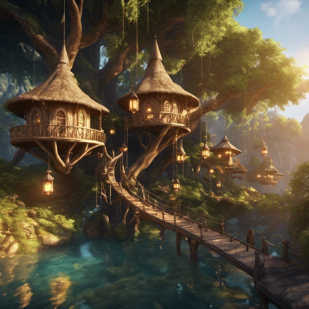 Elven Village - AI Generated Artwork - NightCafe Creator