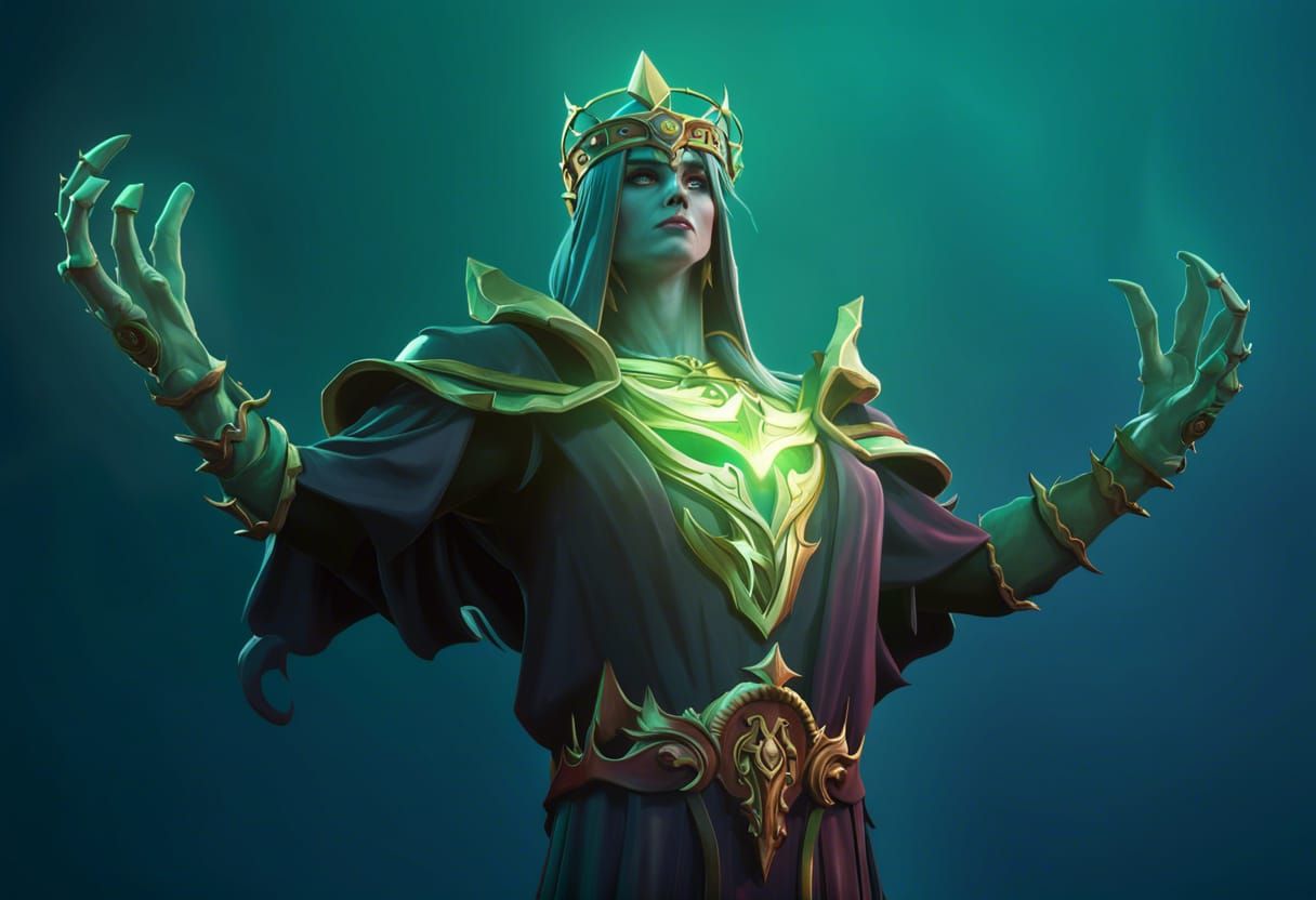 RuneScape Necromancer Crowned in Detailed Matte Pa... - AI Art